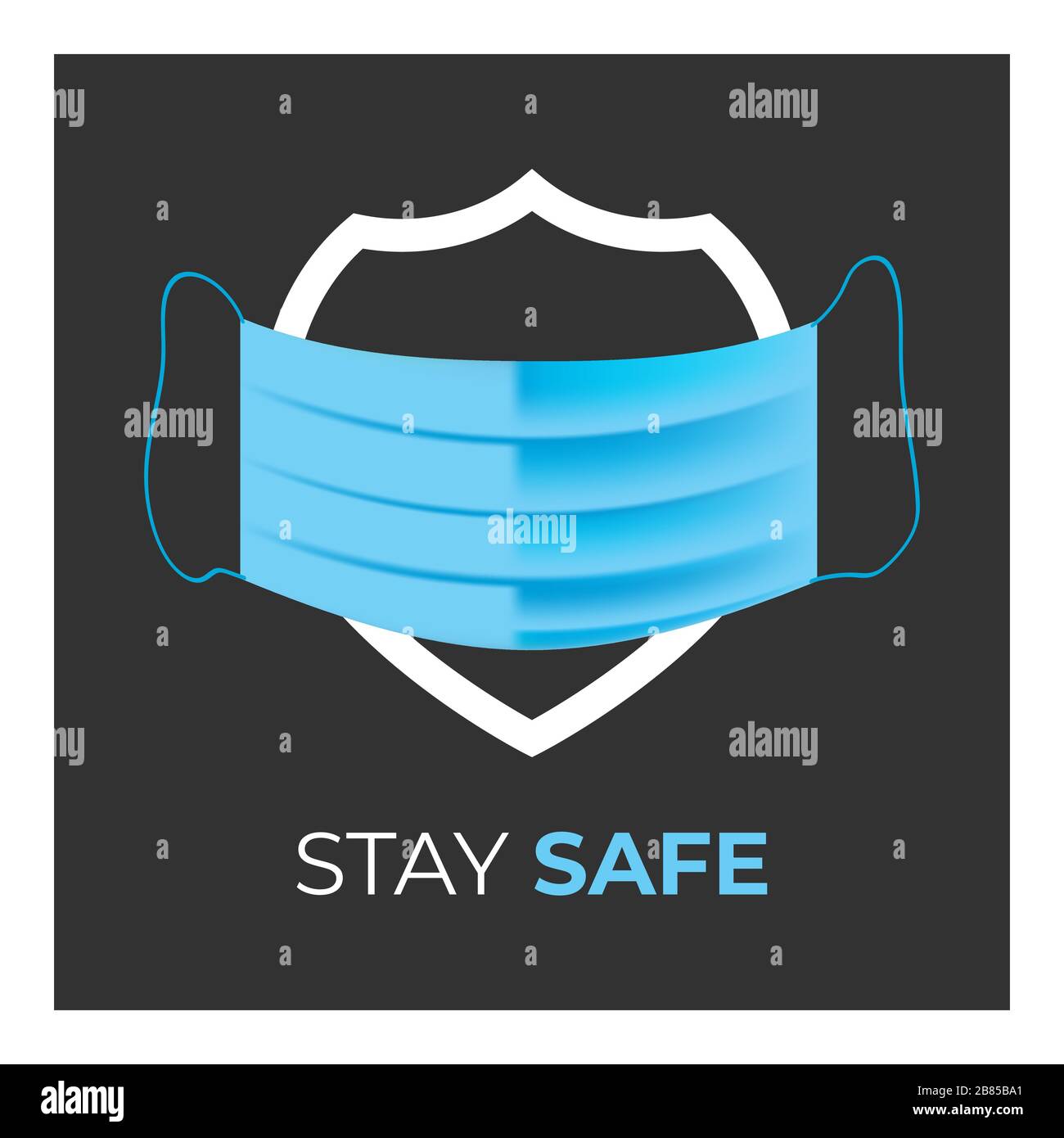 Stay Safe vector banner with the shield and mask Stock Vector Image ...