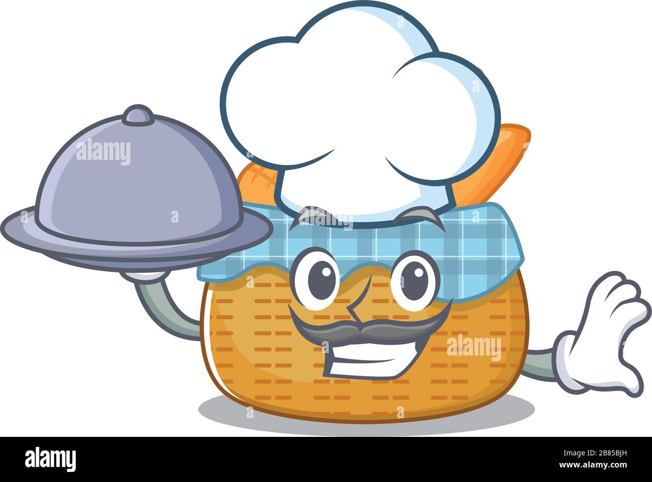 bread basket as a chef cartoon character with food on tray Stock Vector ...