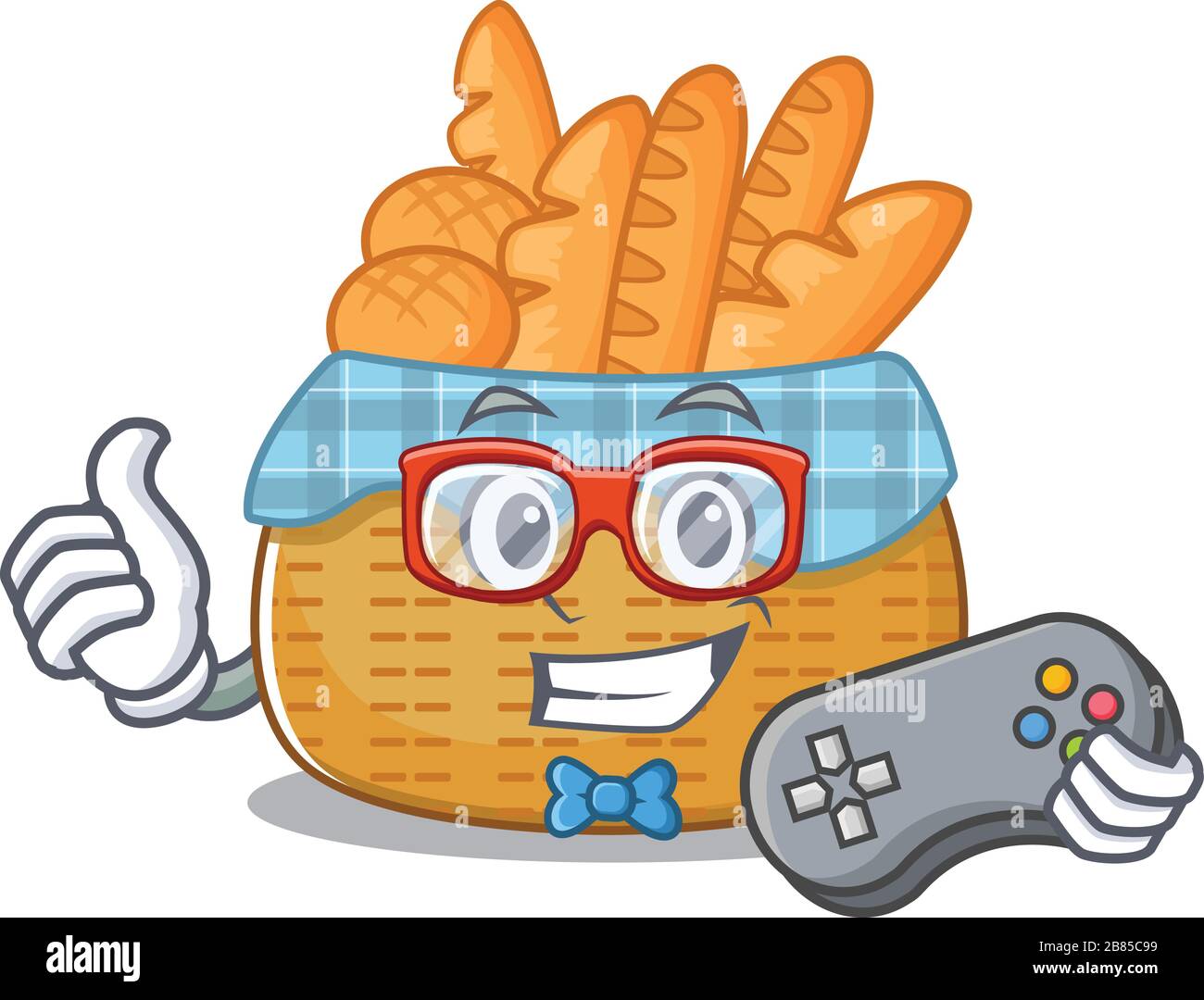Cool gamer of bread basket mascot design style with controller Stock ...
