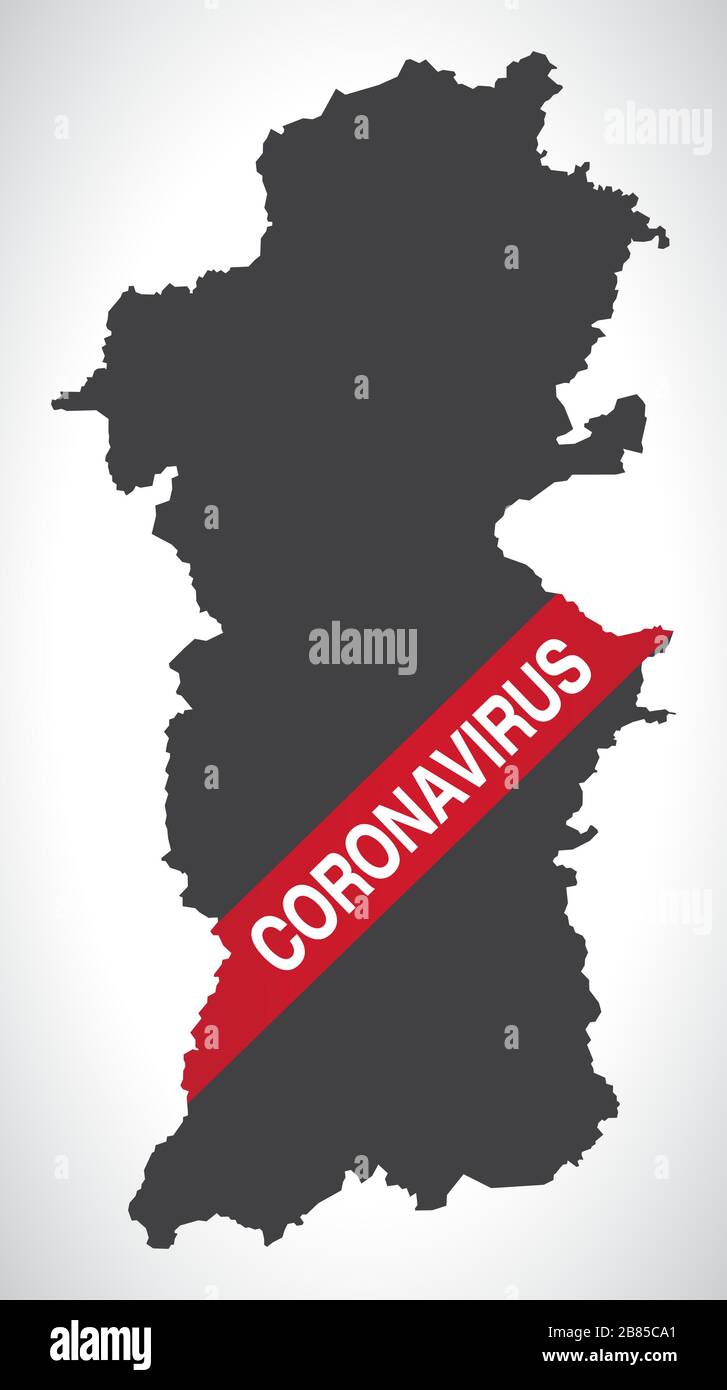 Powys WALES UK principal area map with Coronavirus warning illustration ...