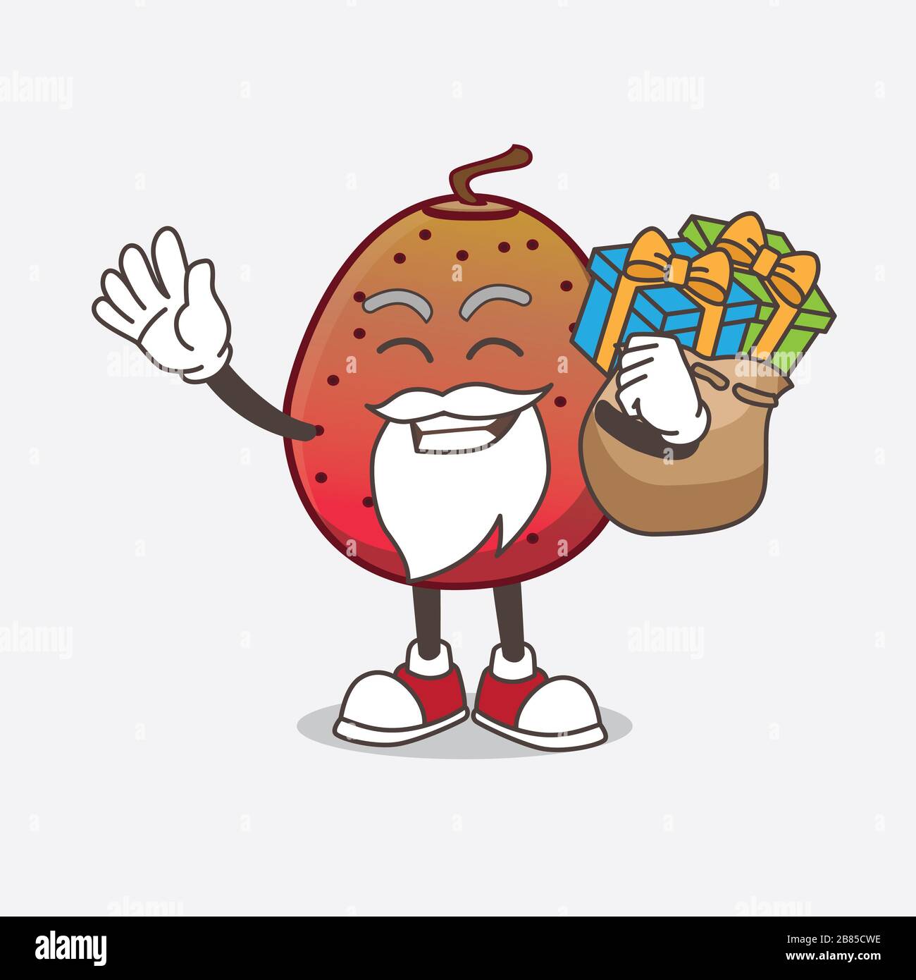 A picture of Indian Fig cartoon santa mascot character having a sack of ...
