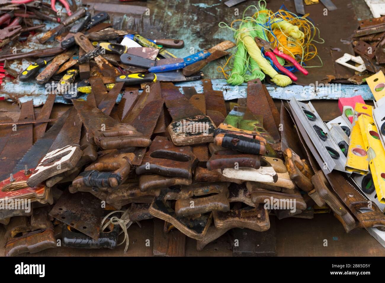 A roadside secondhand tool stall, Mathare, Nairobi, Kenya. Mathare is a ...