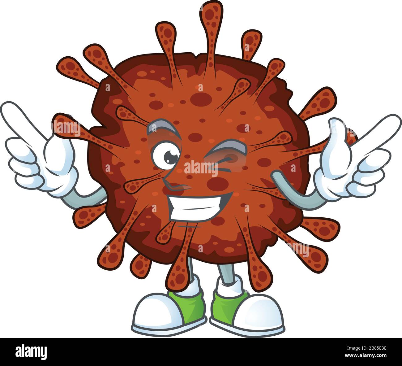Funny infection coronavirus cartoon design style with wink eye face ...