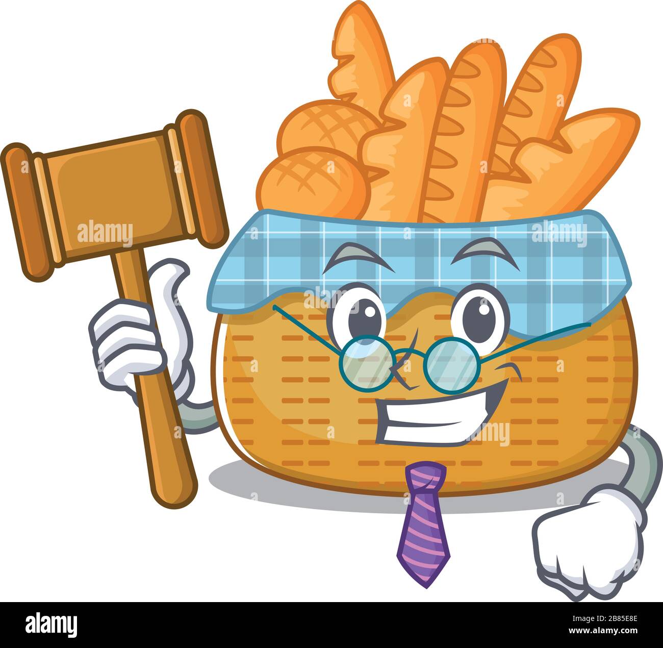 Charismatic Judge bread basket cartoon character design wearing cute ...