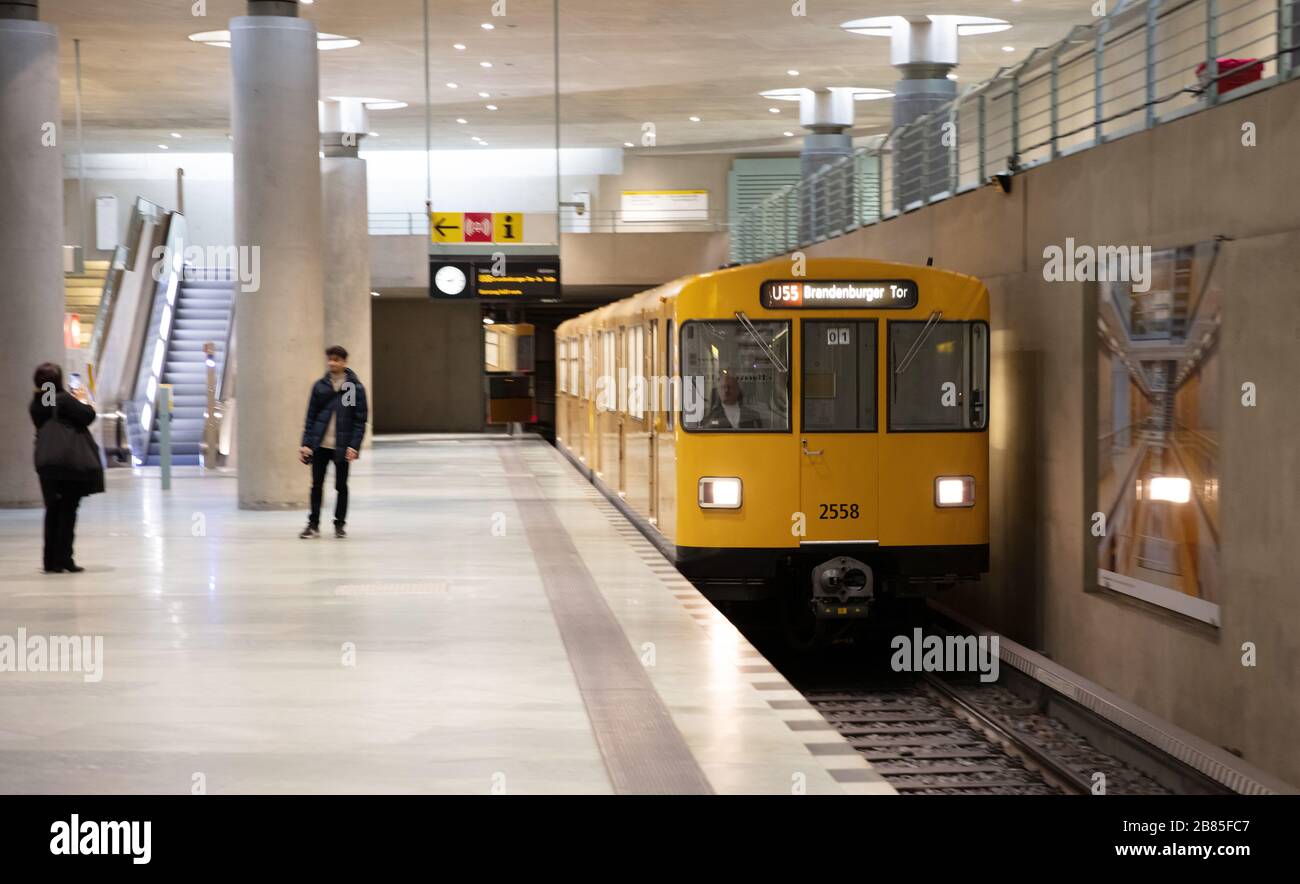Berlin, Germany on Januari 1, 2020: U-Bahn Berlin, Berlin`s subway is ...