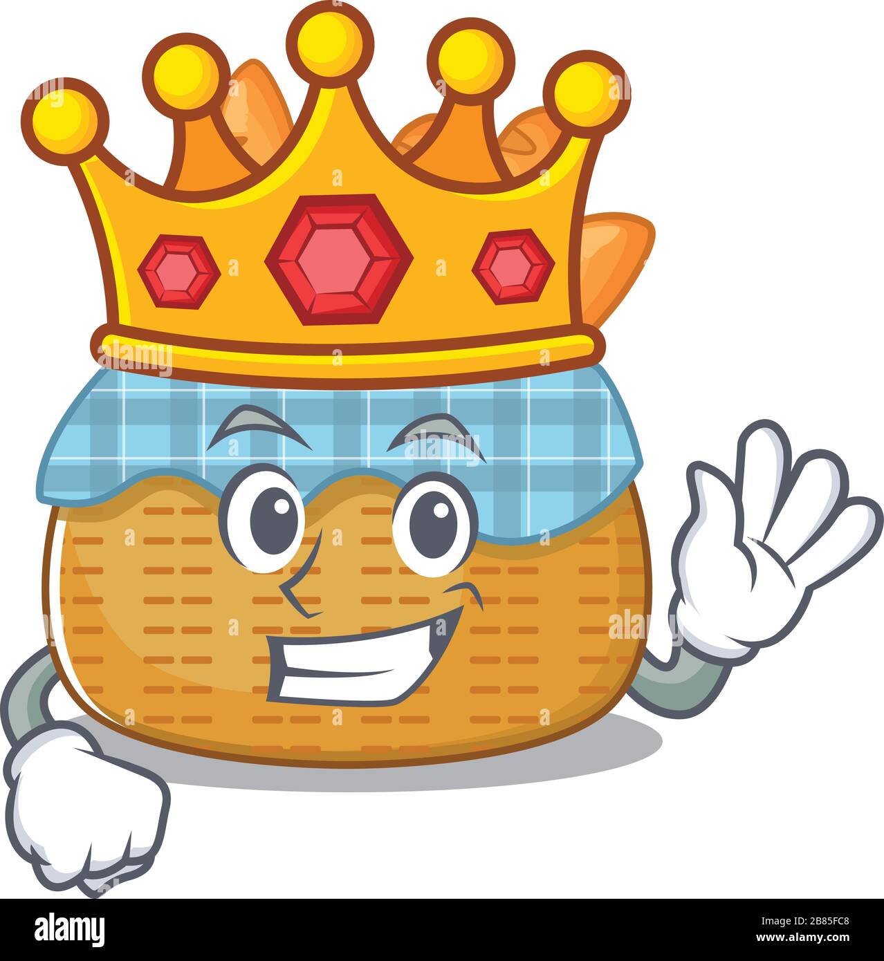 The Royal King of bread basket cartoon character design with crown ...