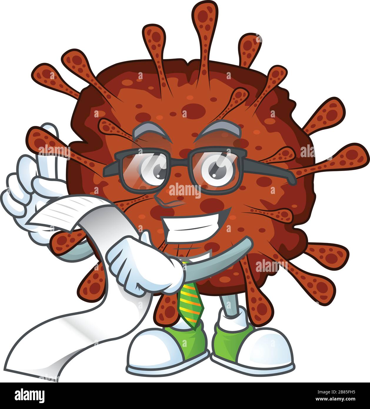 cartoon character of infection coronavirus holding menu on his hand ...