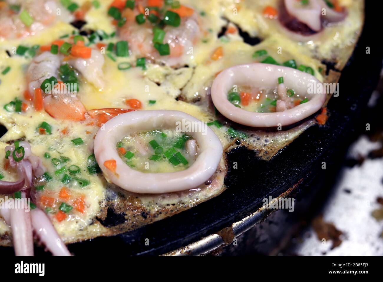 Thai-style takoyaki with mussels sea food shrimp and squid, Mini fried ...