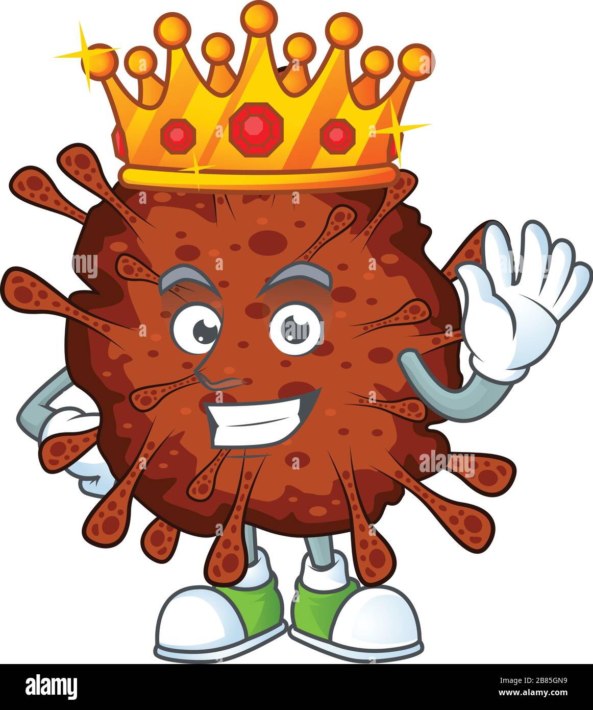 A Charismatic King of infection coronavirus cartoon character design ...