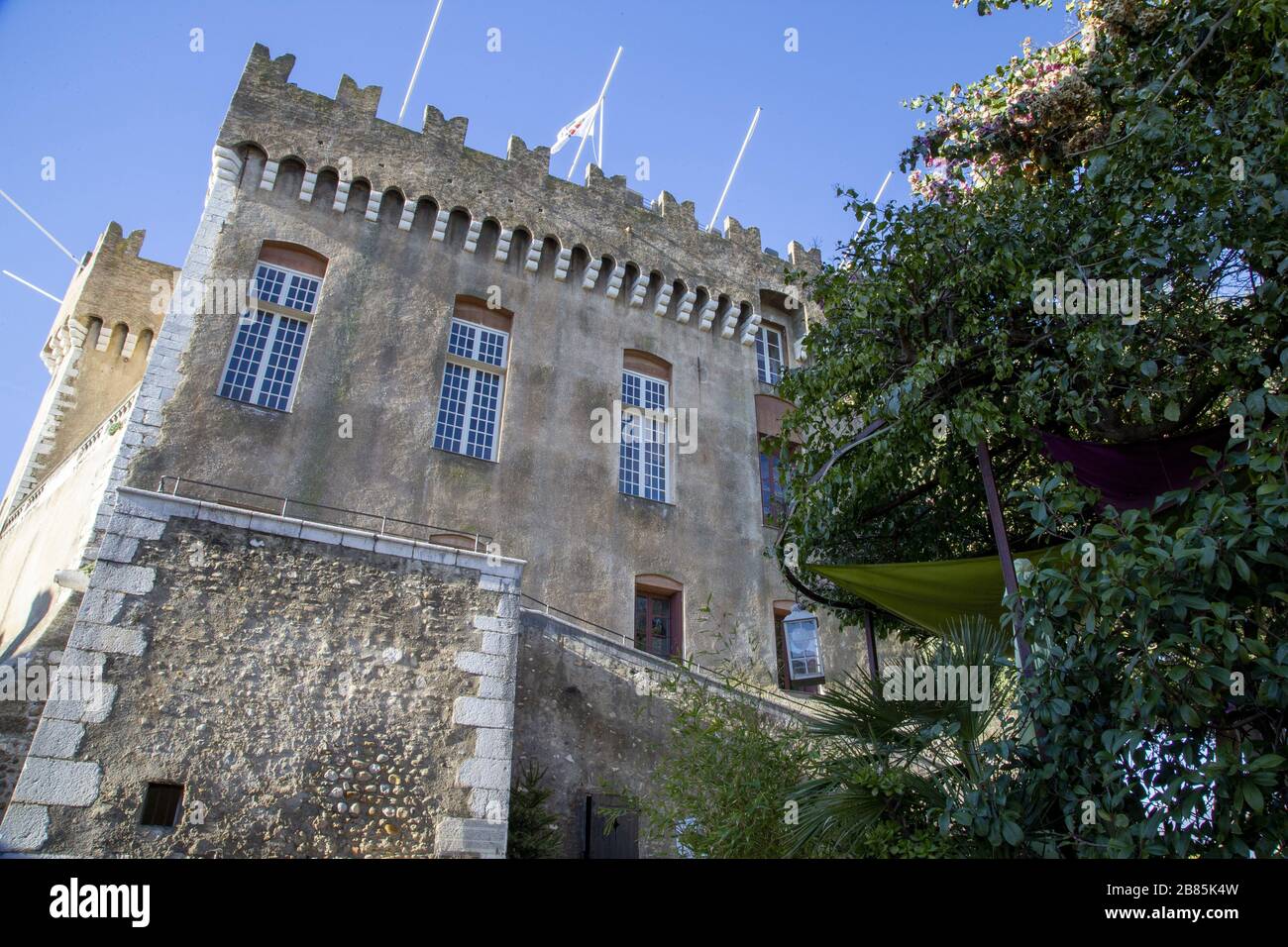 The Grimaldi castle in the medieval village of Haut de Cagnes on the ...