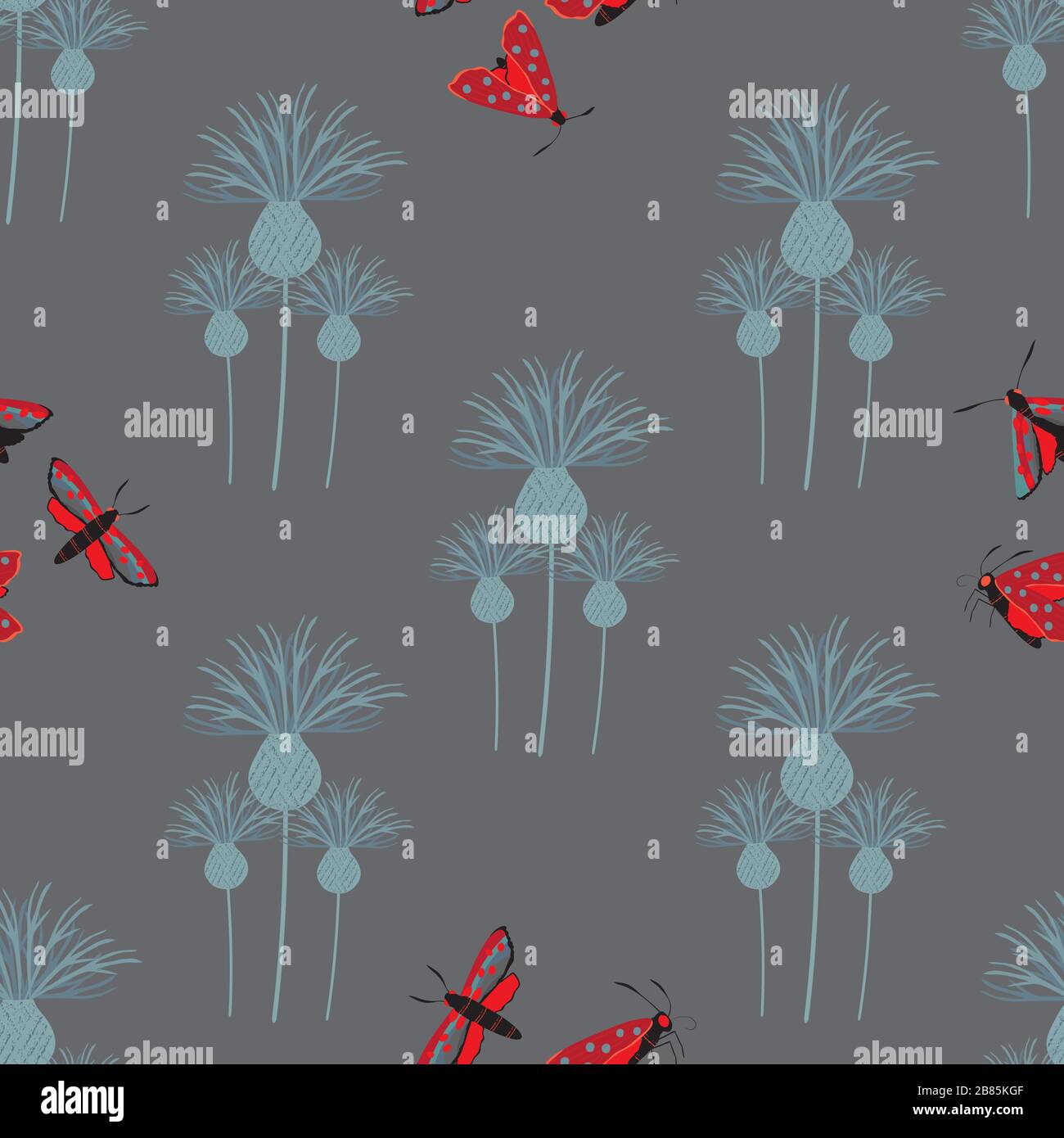 Six spot burnet butterfly seamless vector pattern background. Day ...