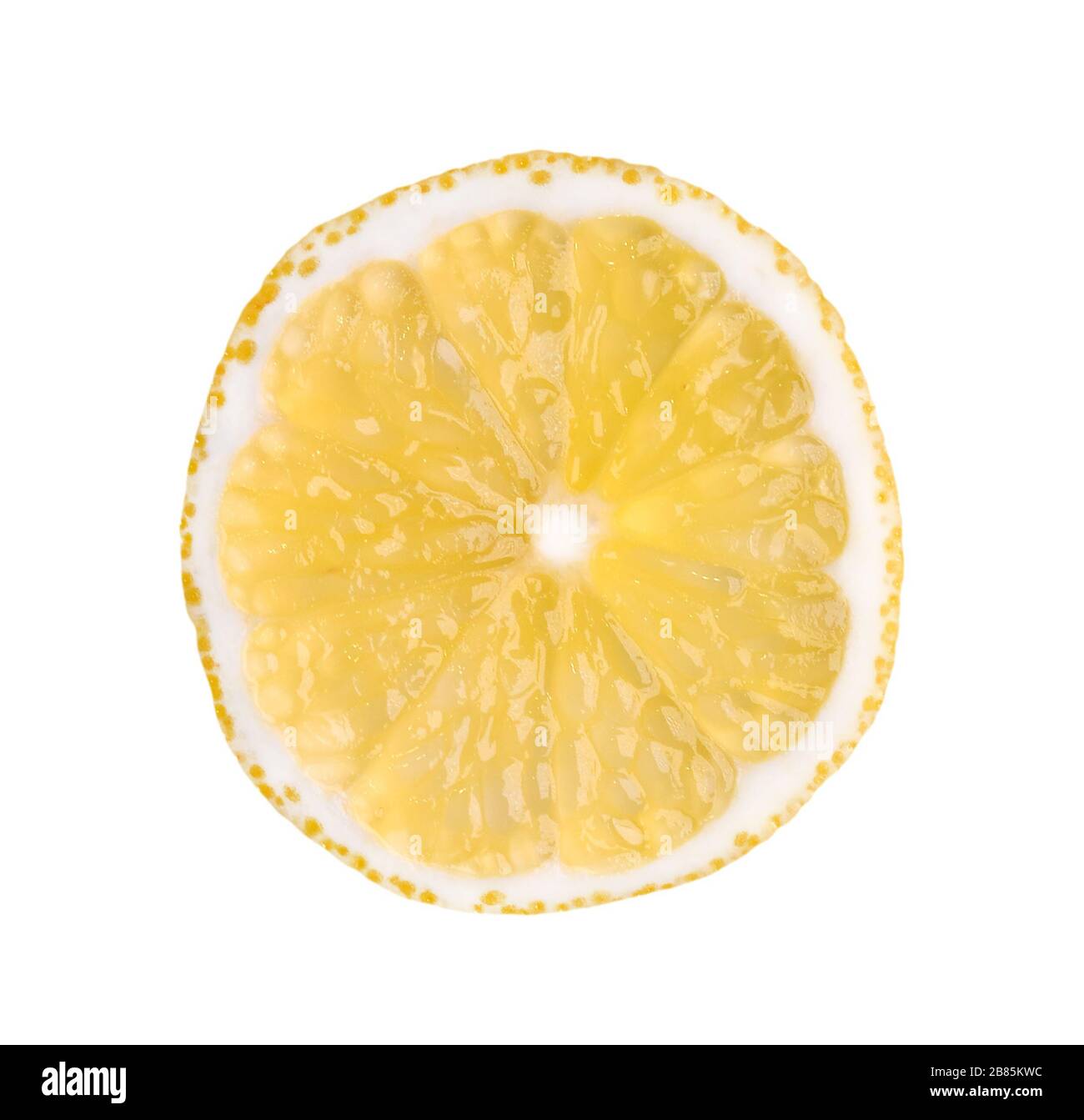 Thin lemon slice isolated on a white background. Ctrus round slice ...