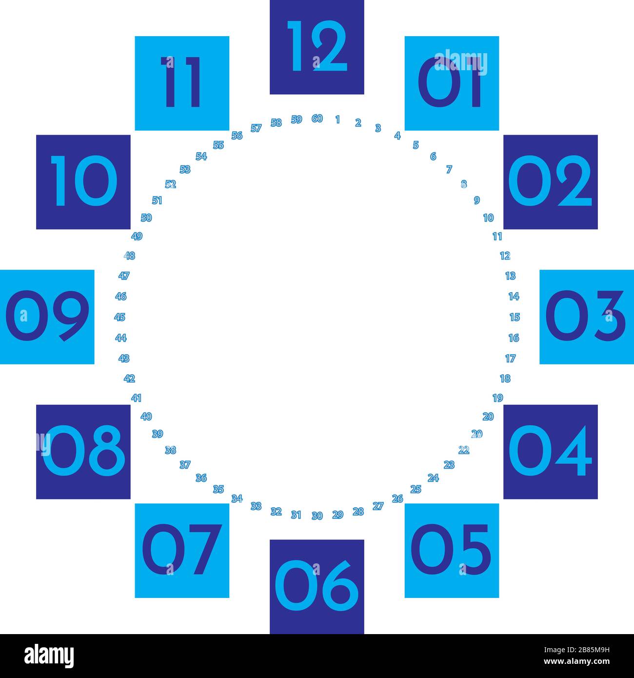 clock dial enormous numbers in square hourly blue on blue blue 2020 ...