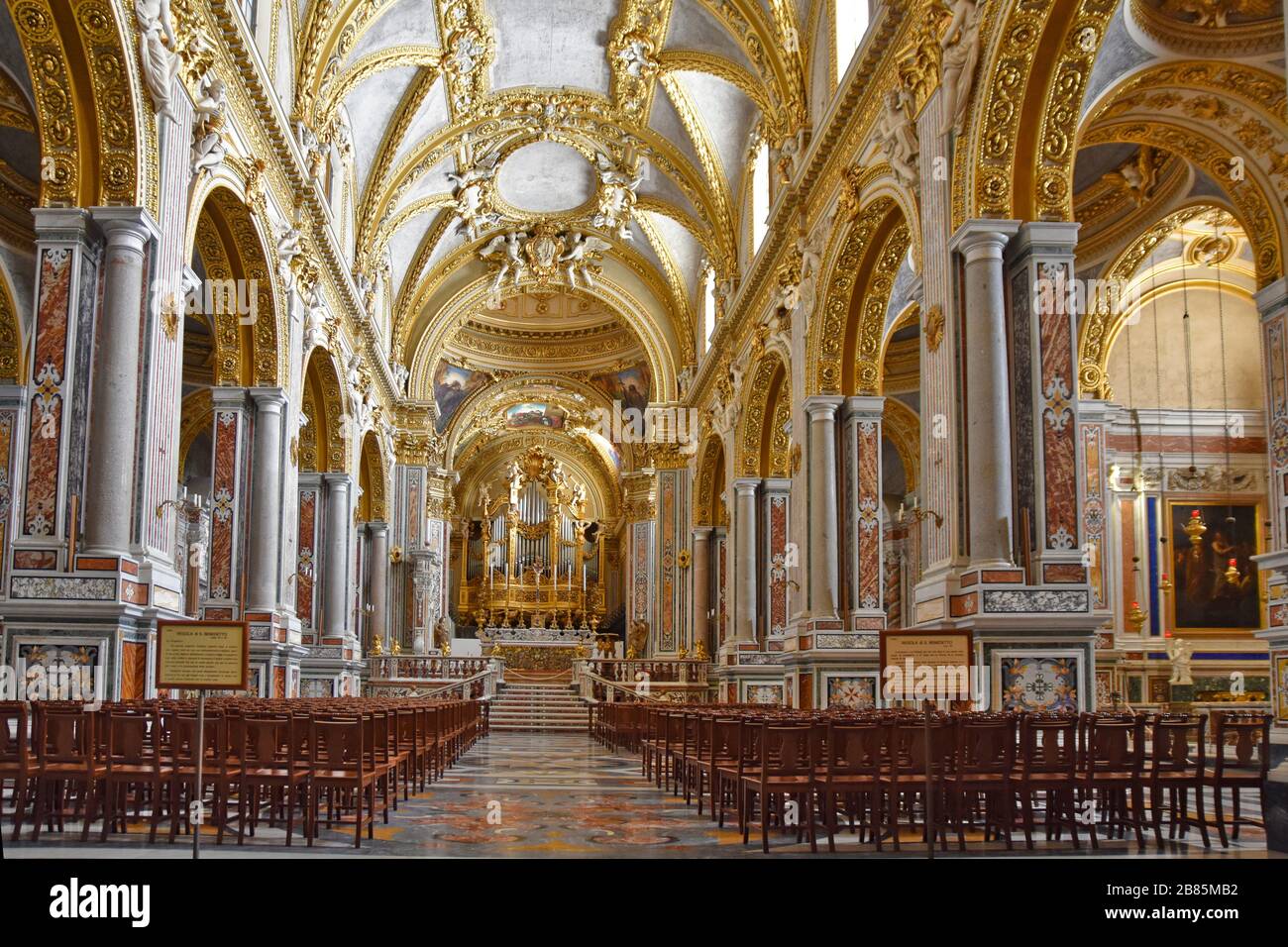 Interior of the church in the abbey of Monte Cassino, Italy Stock Photo ...