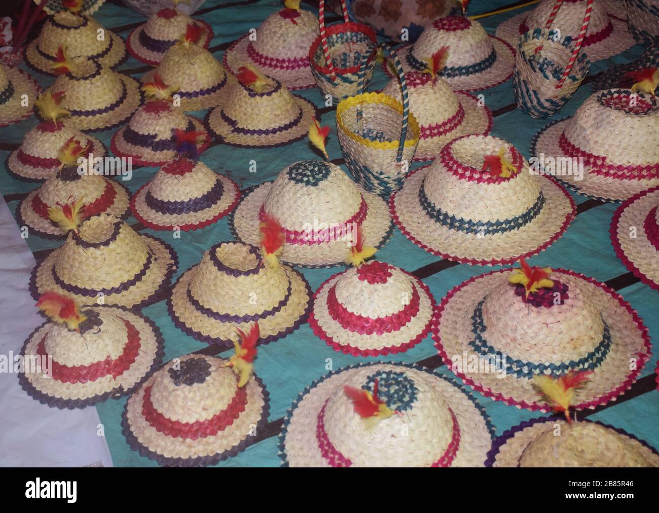 Diffeent types of Hats for sale at shantiniketen poush mela or village ...