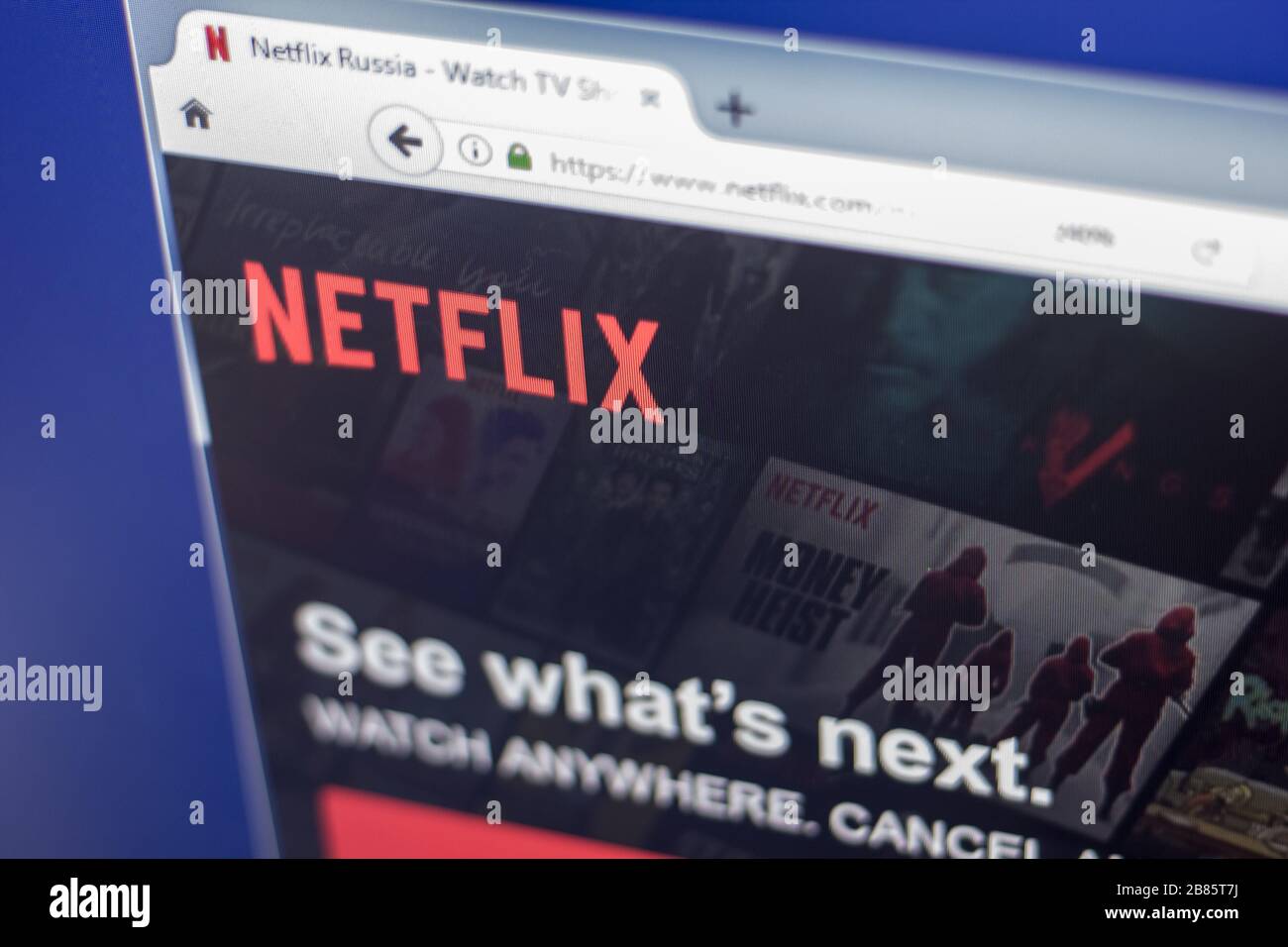 Ryazan, Russia - March 01, 2018 - Front page of Netflix website on the ...