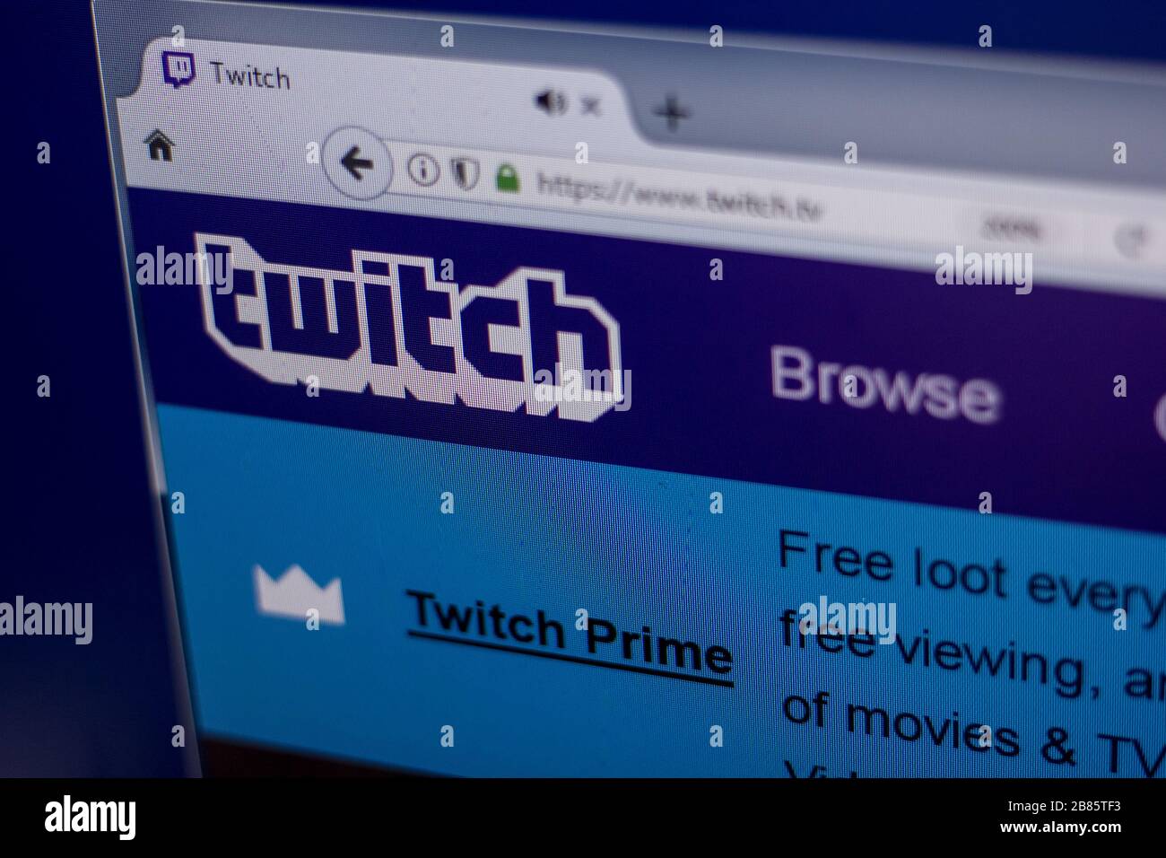 Ryazan, Russia - March 01, 2018 - Homepage of Twitch service on the ...