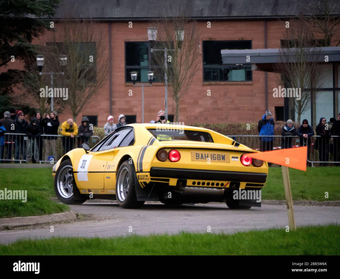 Ferrari 308 GTB Rally car on a stage at 2020 Race Retro car show Stock ...