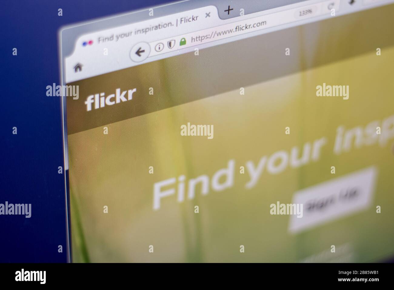 Ryazan, Russia - March 01, 2018 - Homepage of Flickr site on a display ...