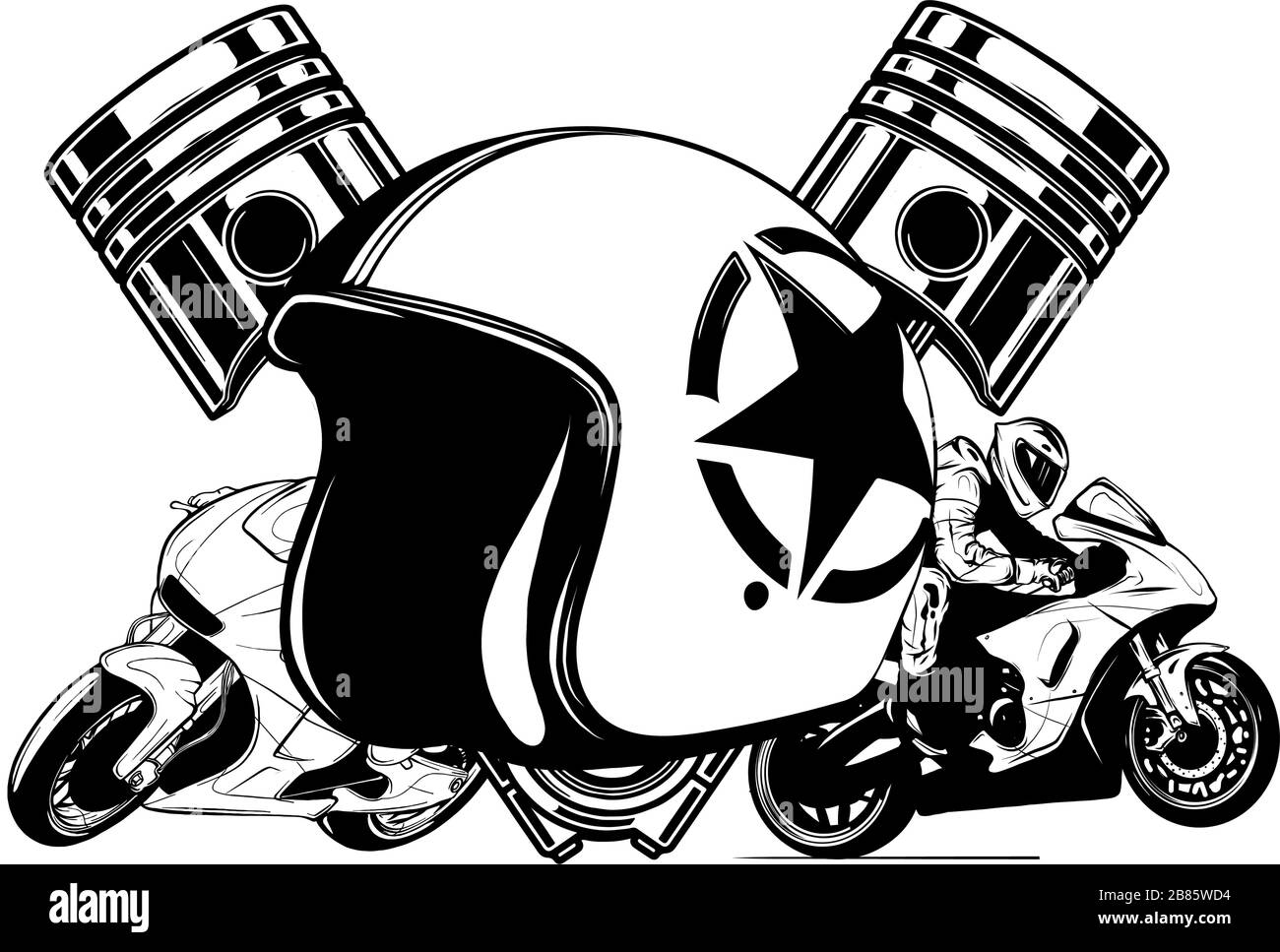 Motorbike Rider Abstract Vector Silhouette Road Motorcycle Racing