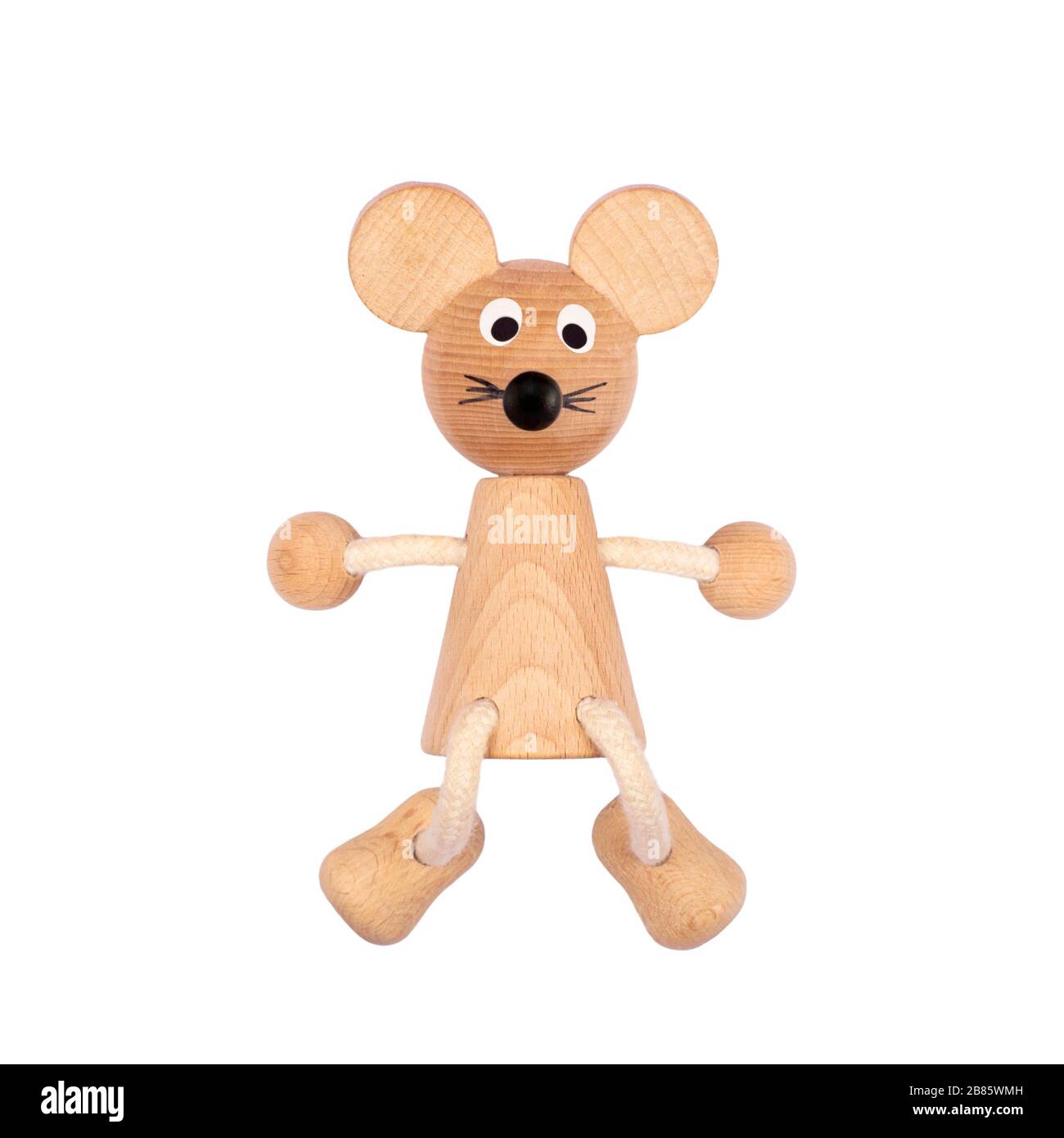 Funny toy mouse or rat on a white background. Wooden Toy mouse full ...