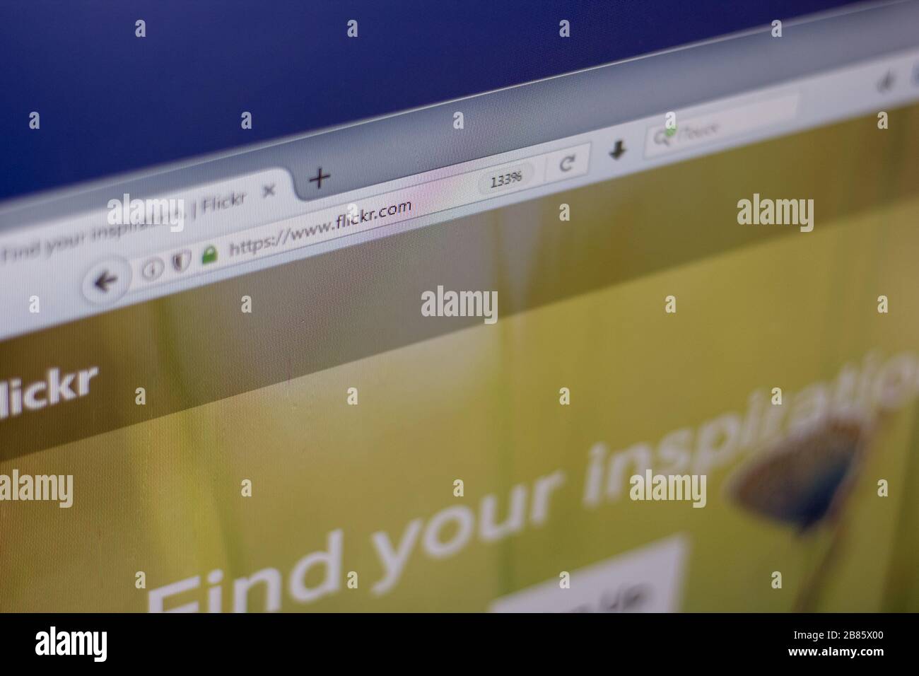 Ryazan, Russia - March 01, 2018 - Homepage of Flickr site on a display ...