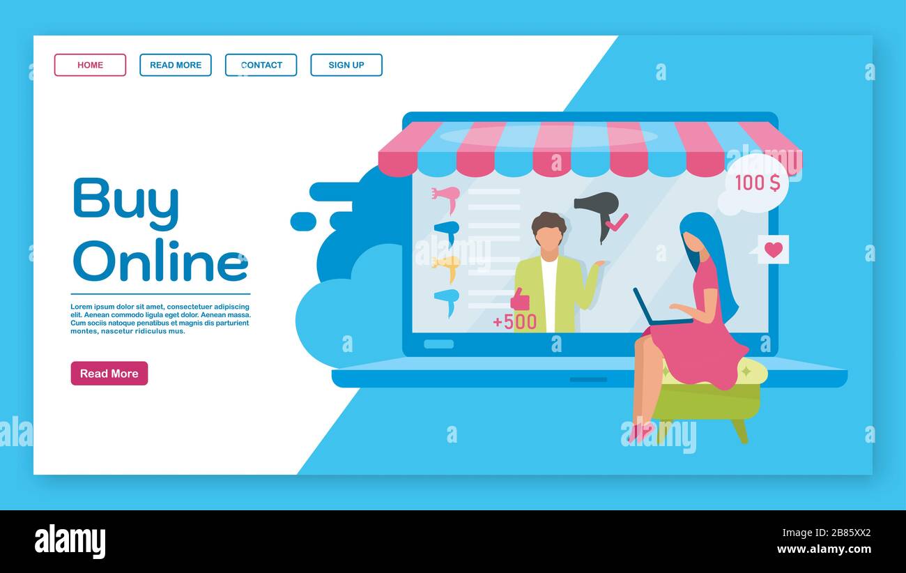Buy online landing page vector template Stock Vector Image & Art - Alamy