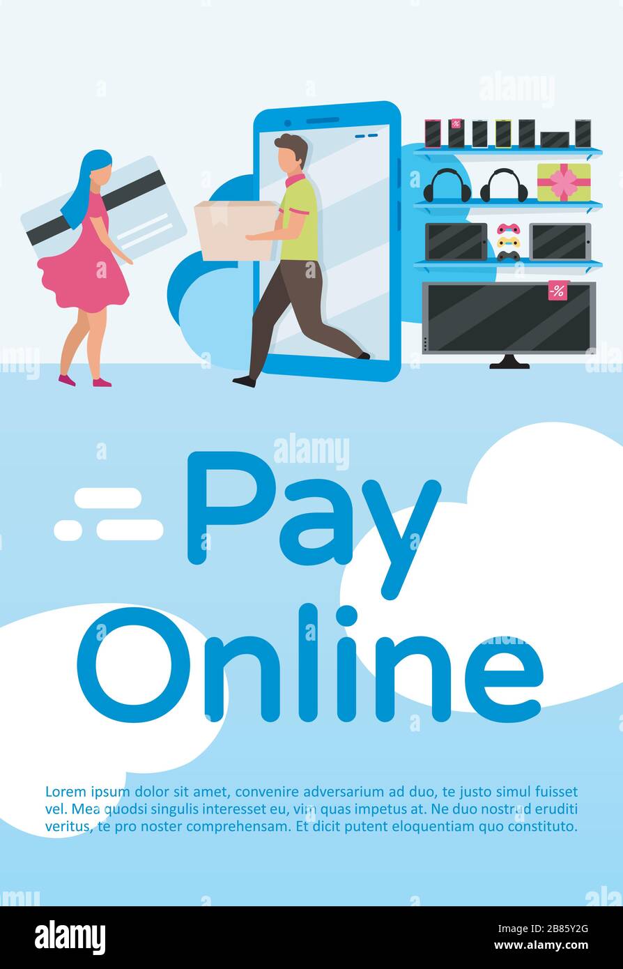 Pay online poster vector template Stock Vector Image & Art - Alamy