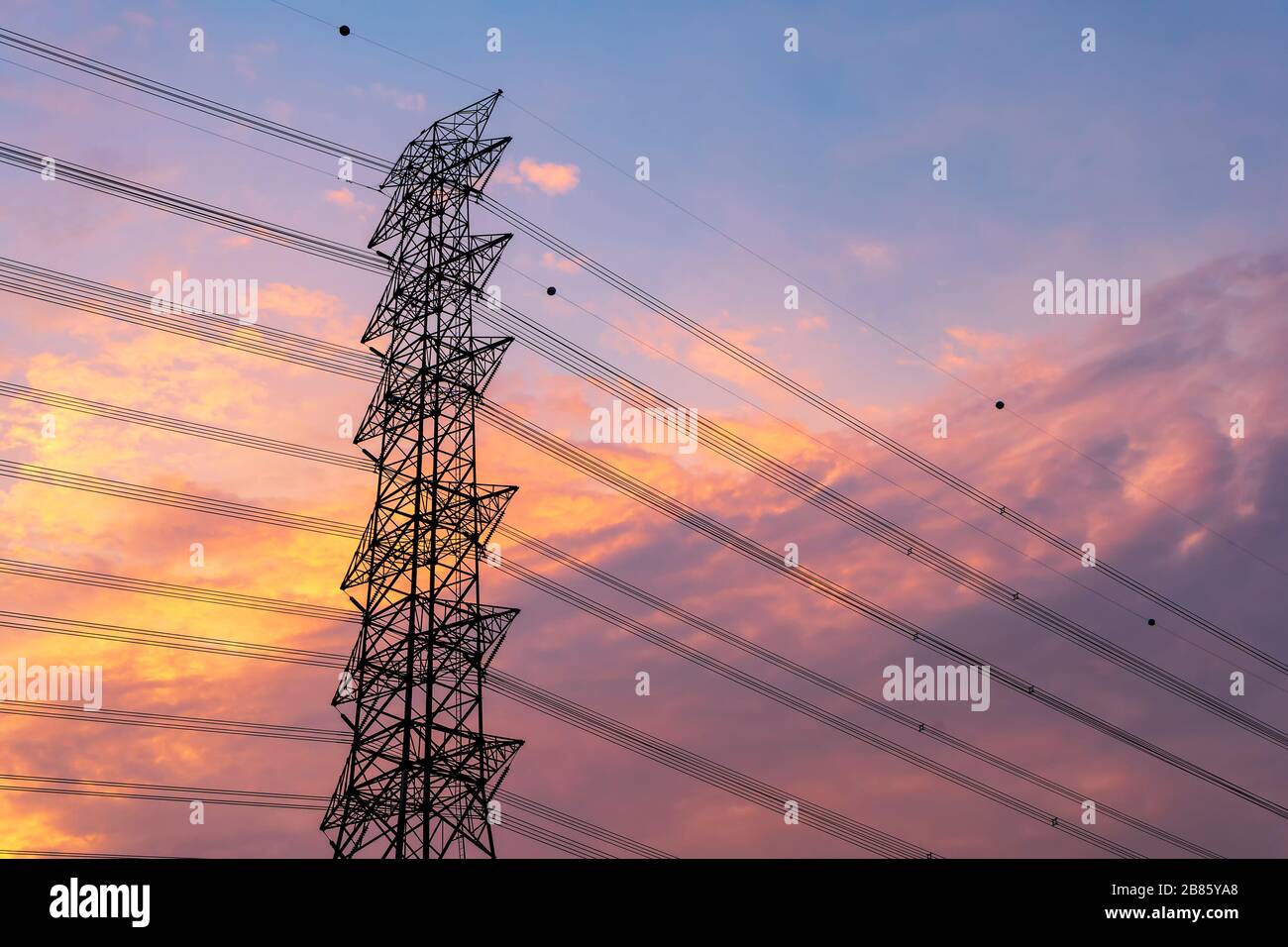 Green energy concept, Electricity station, Close up high voltage power ...