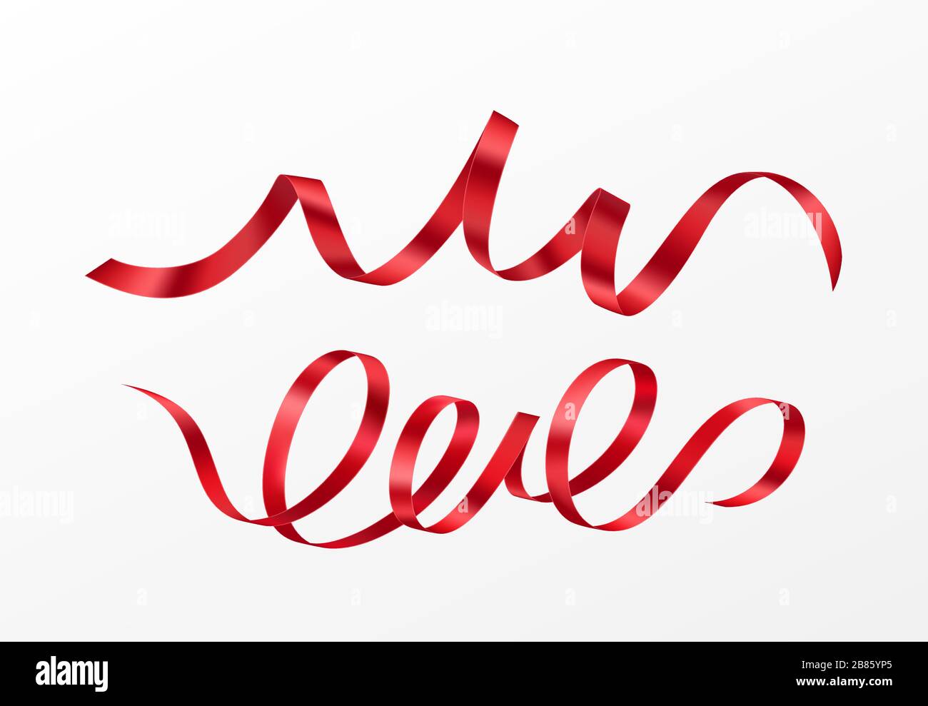 Set of realistic red silk ribbons isolated on white background. Vector illustration Stock Vector ...