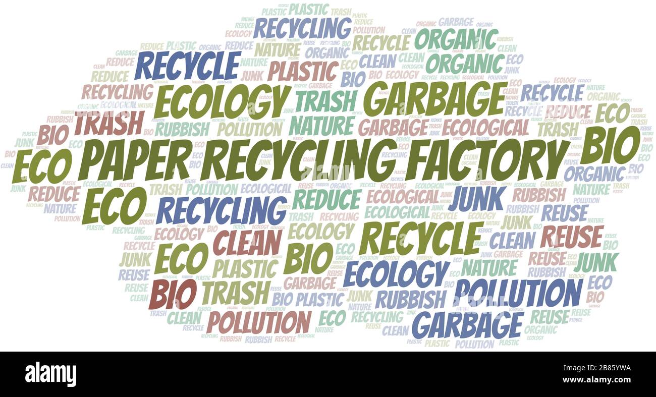 Paper Recycling Factory word cloud. Wordcloud made with text only Stock ...