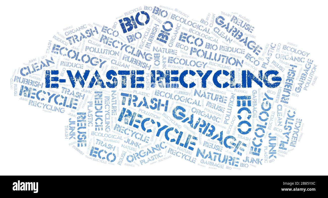 E-Waste Recycling word cloud. Wordcloud made with text only Stock Photo ...