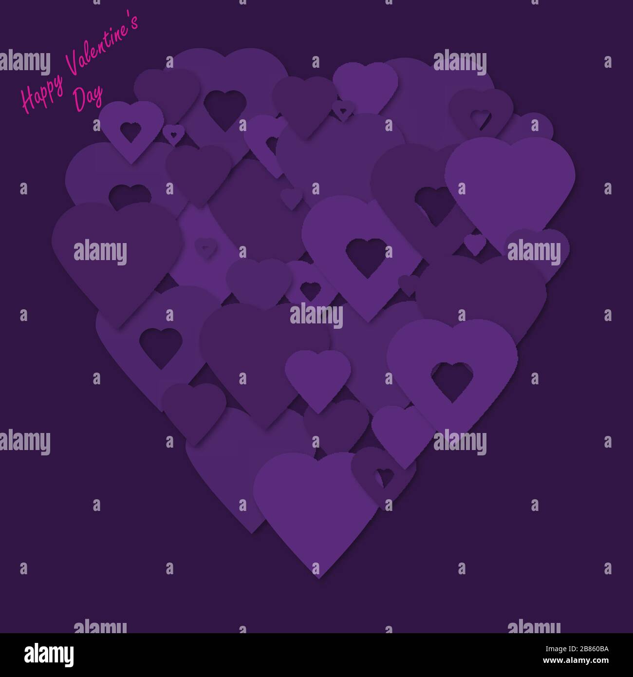 Bright pink paper hearts vector background. Vector hearts collage in ...