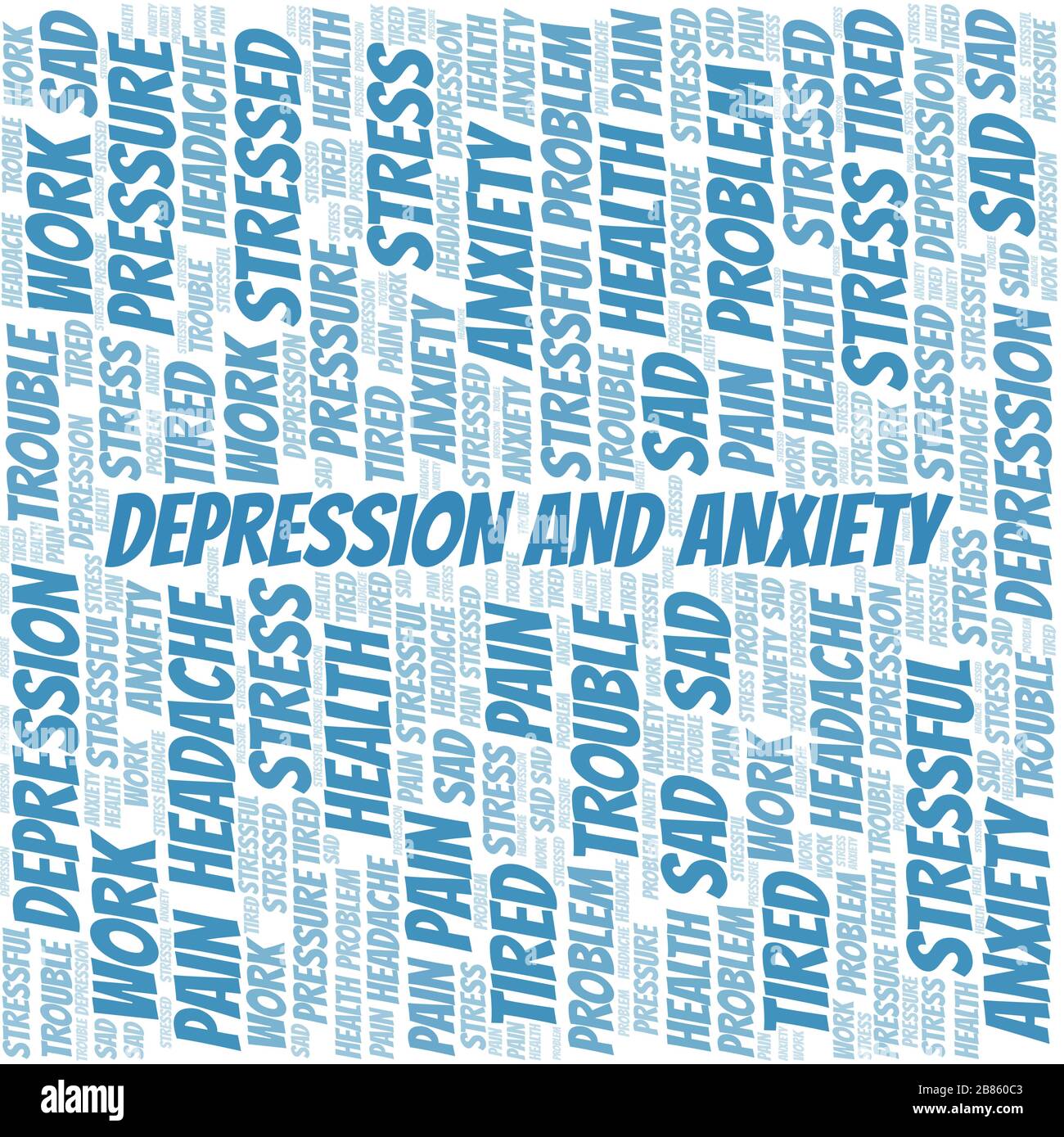 Depression And Anxiety word cloud. Wordcloud made with text only Stock ...