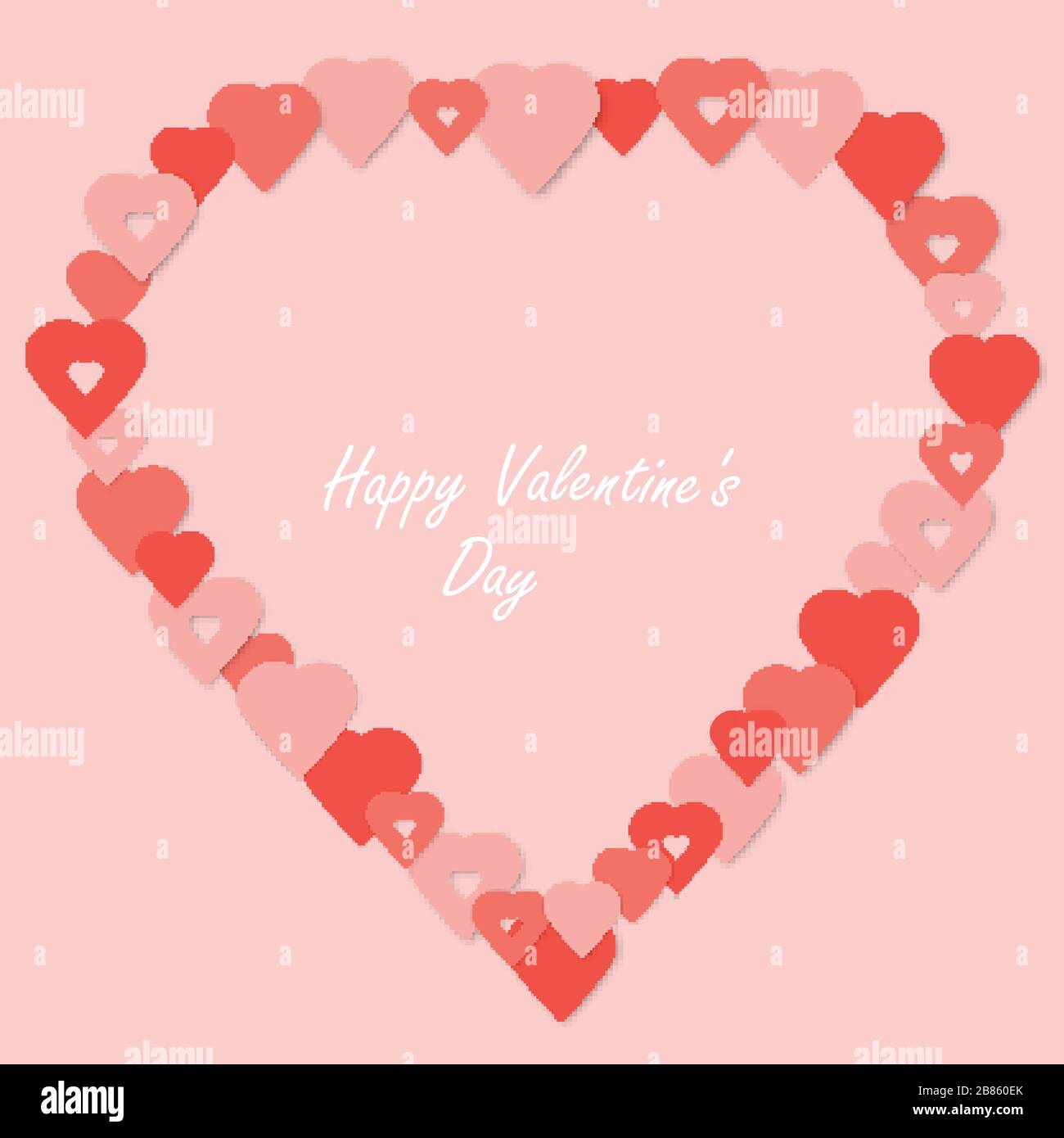 Hearts collage in heart shape. Bright pink paper hearts vector ...