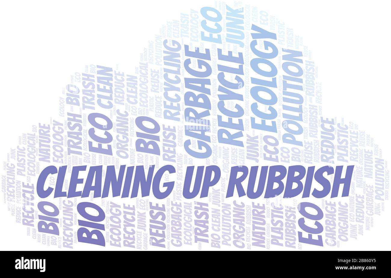 Cleaning Up Rubbish word cloud. Wordcloud made with text only Stock ...