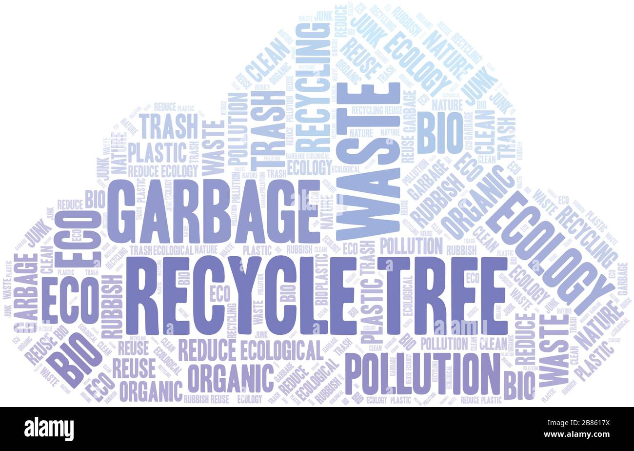 Recycle Tree word cloud. Wordcloud made with text only Stock Vector ...