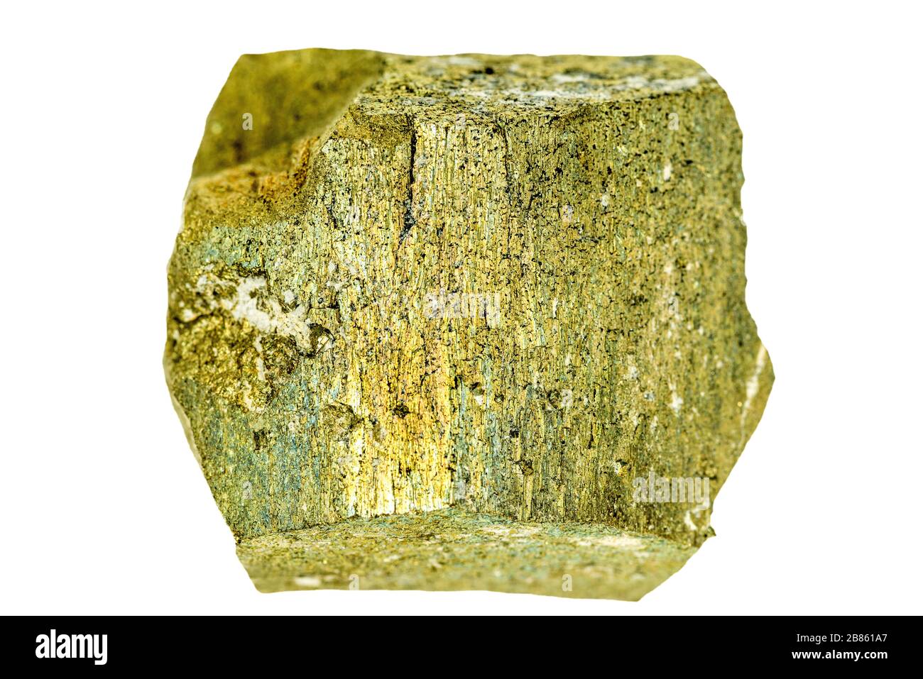 Pyrit, closeup of the gemstone cut out on a white background Stock ...