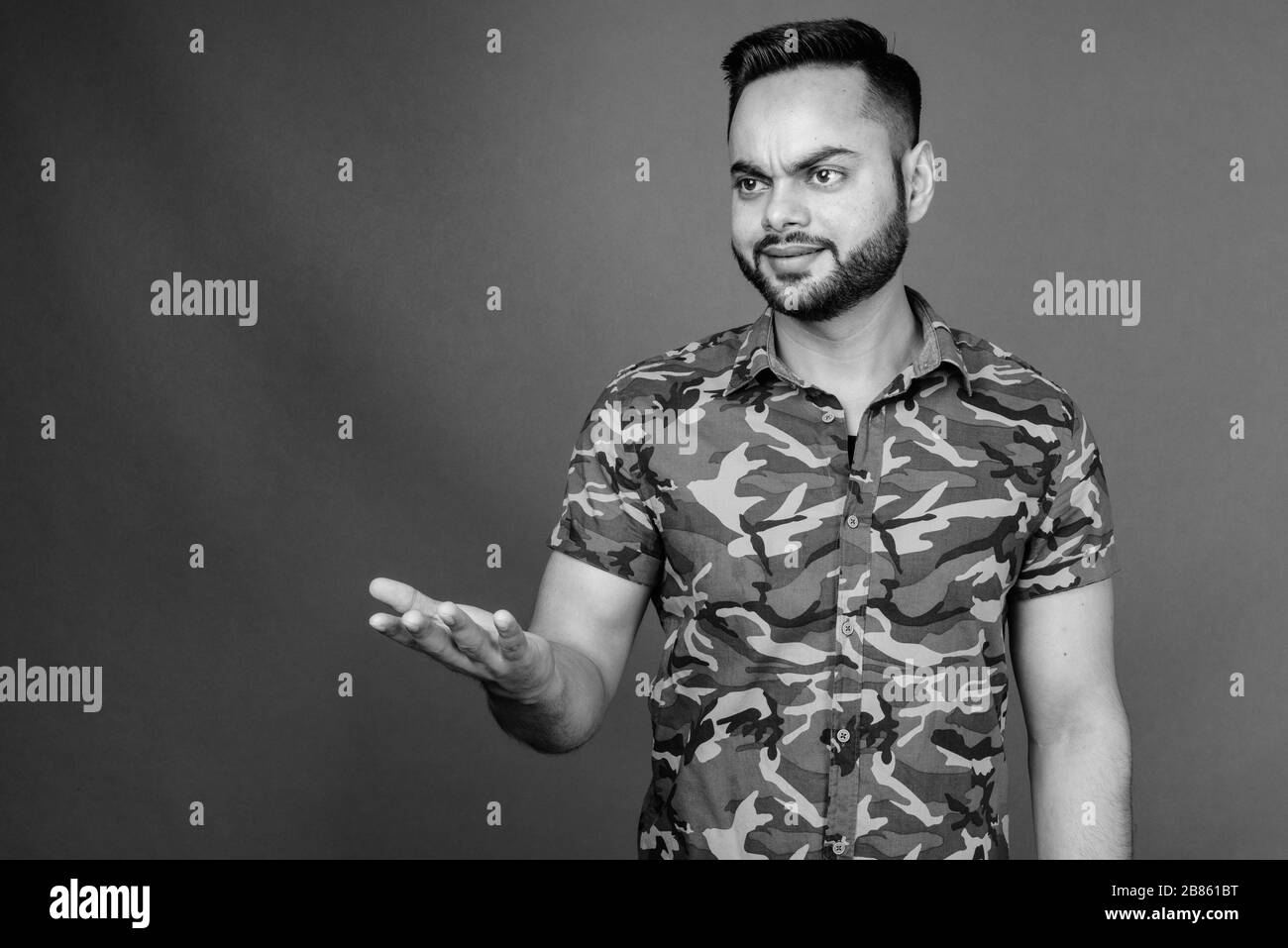 Indian man gesturing hand Black and White Stock Photos & Images - Alamy