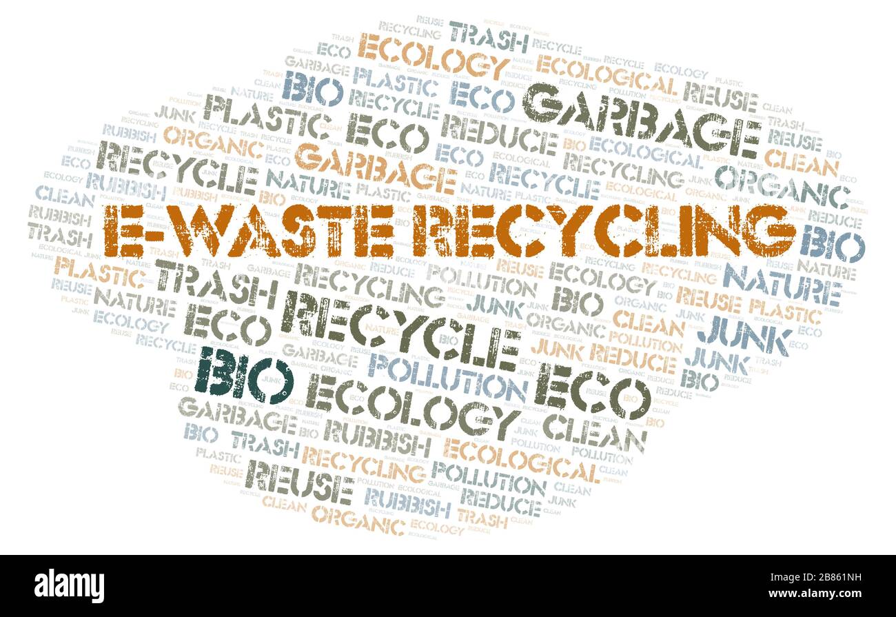E-Waste Recycling word cloud. Wordcloud made with text only Stock Photo ...
