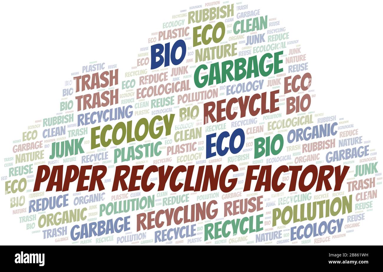 Paper Recycling Factory word cloud. Wordcloud made with text only Stock ...