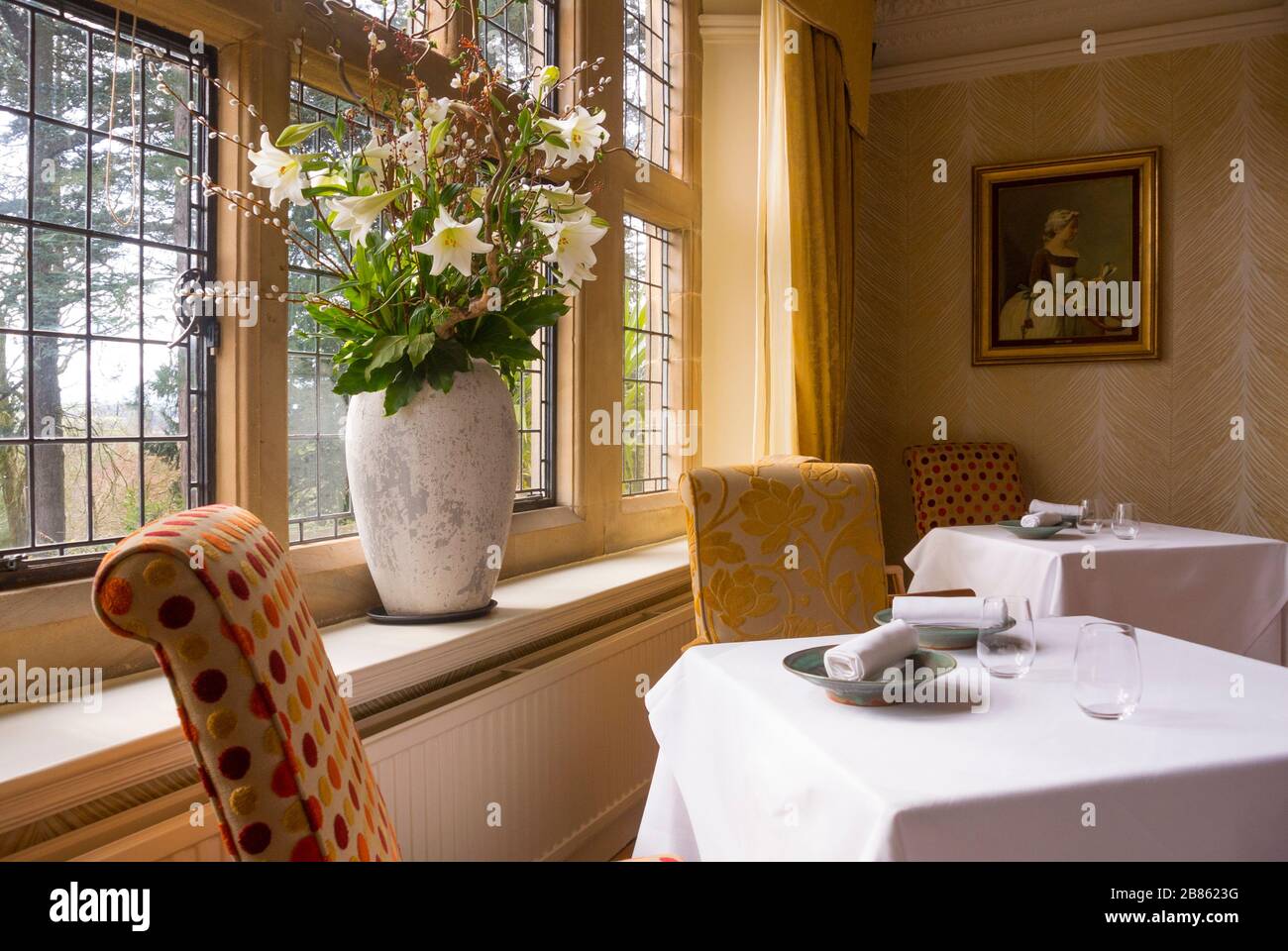 Fischer's, Baslow Hall, Dining Room Interior, Baslow, Derbyshire Stock ...