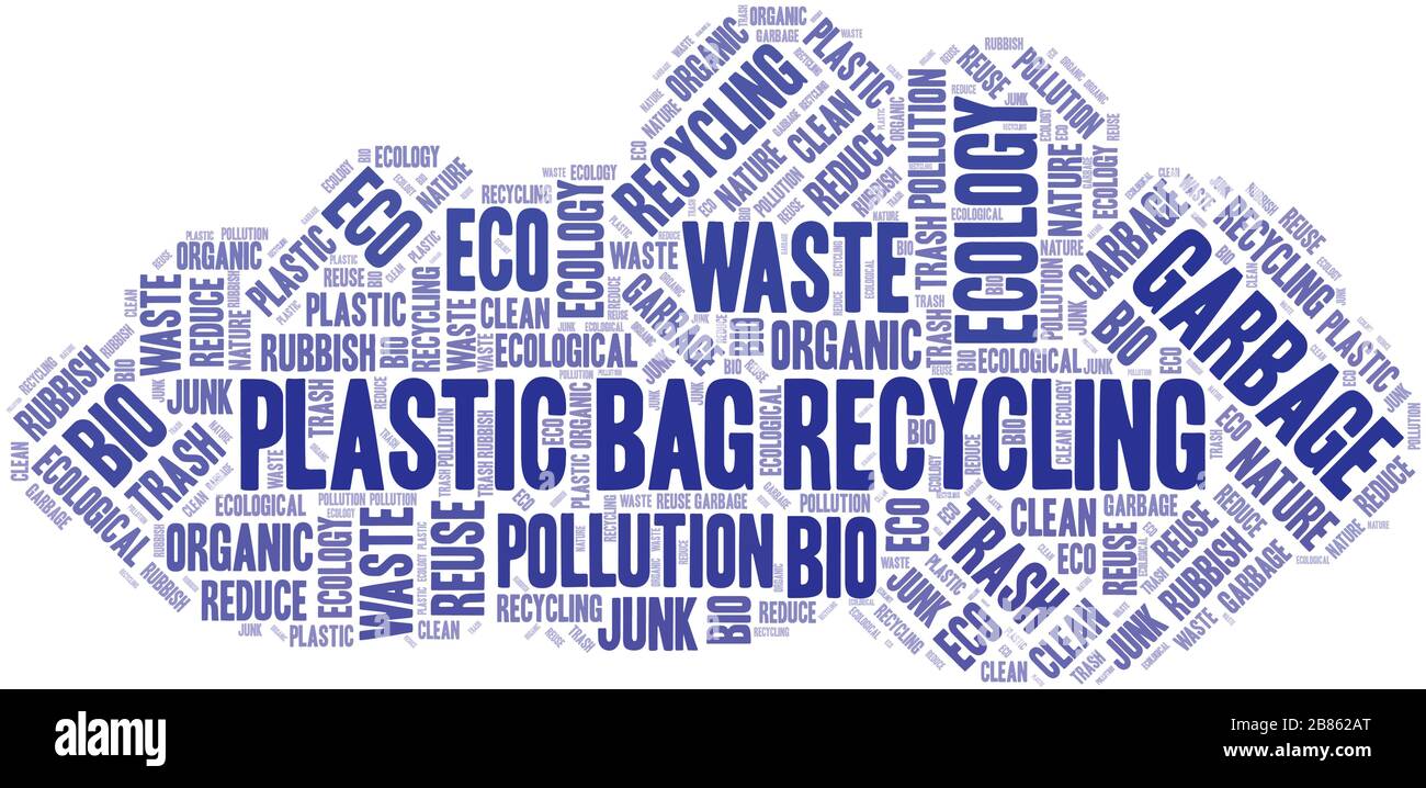 Plastic Bag Recycling word cloud. Wordcloud made with text only Stock ...