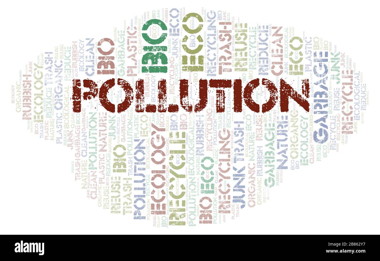 Pollution word cloud. Wordcloud made with text only Stock Photo - Alamy