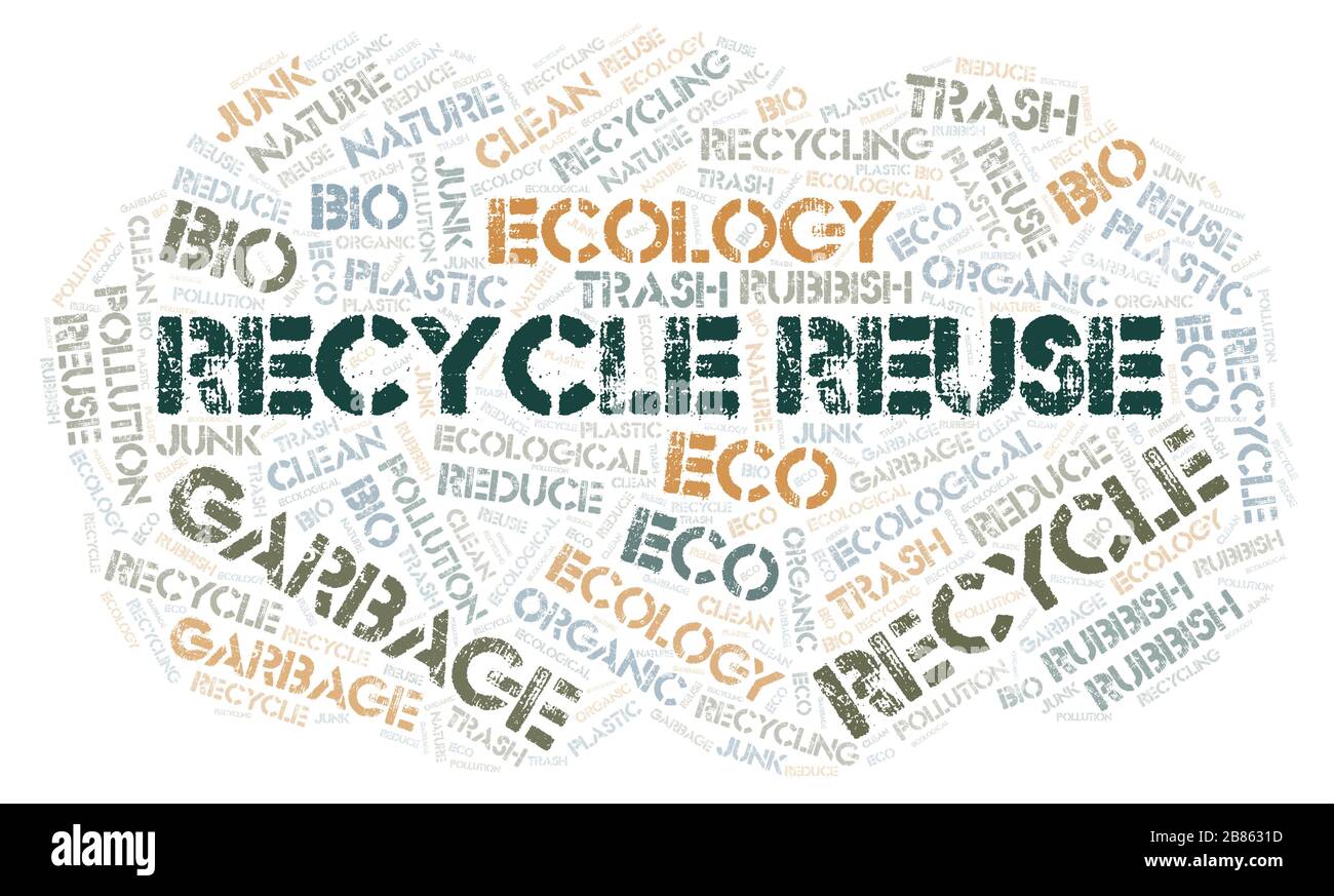 Recycle Reuse word cloud. Wordcloud made with text only Stock Photo - Alamy