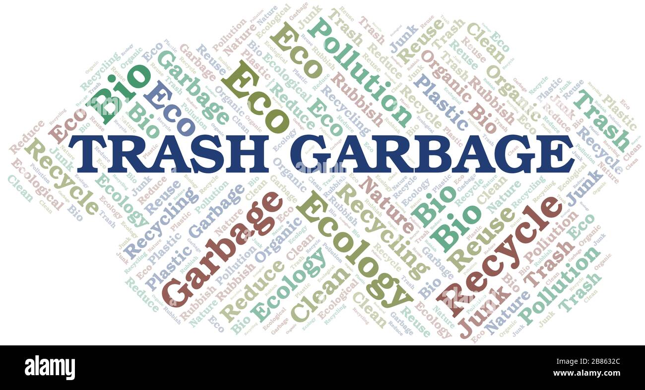 Trash Garbage word cloud. Wordcloud made with text only Stock Vector ...