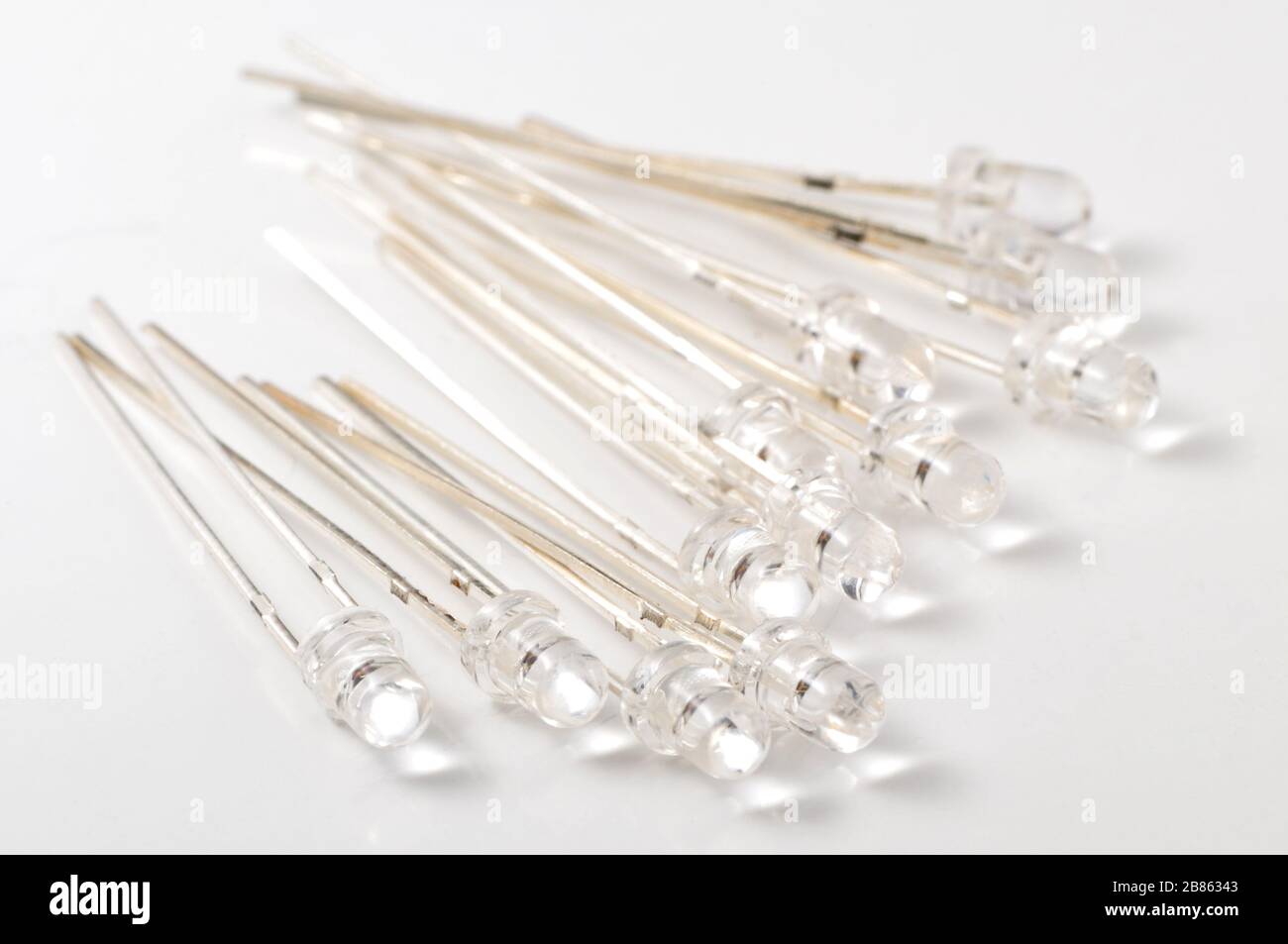 Various electronic components, white light-emitting diode close-up ...