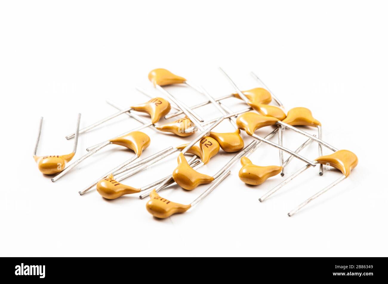 Various electronic components, suppression capacitor close-up series on ...