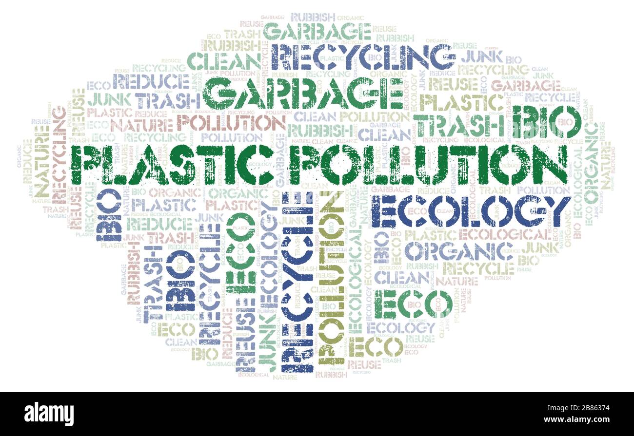 Plastic Pollution word cloud. Wordcloud made with text only Stock Photo ...