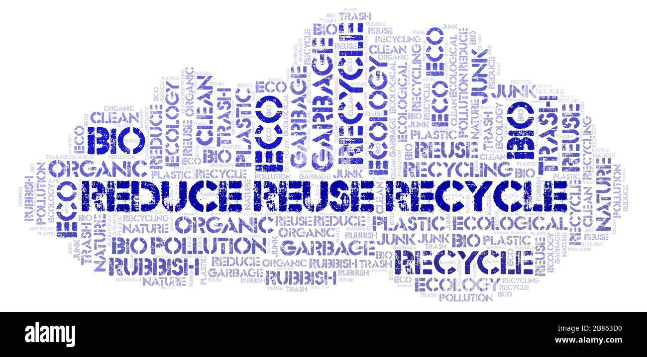 Reduce Reuse Recycle word cloud. Wordcloud made with text only Stock ...